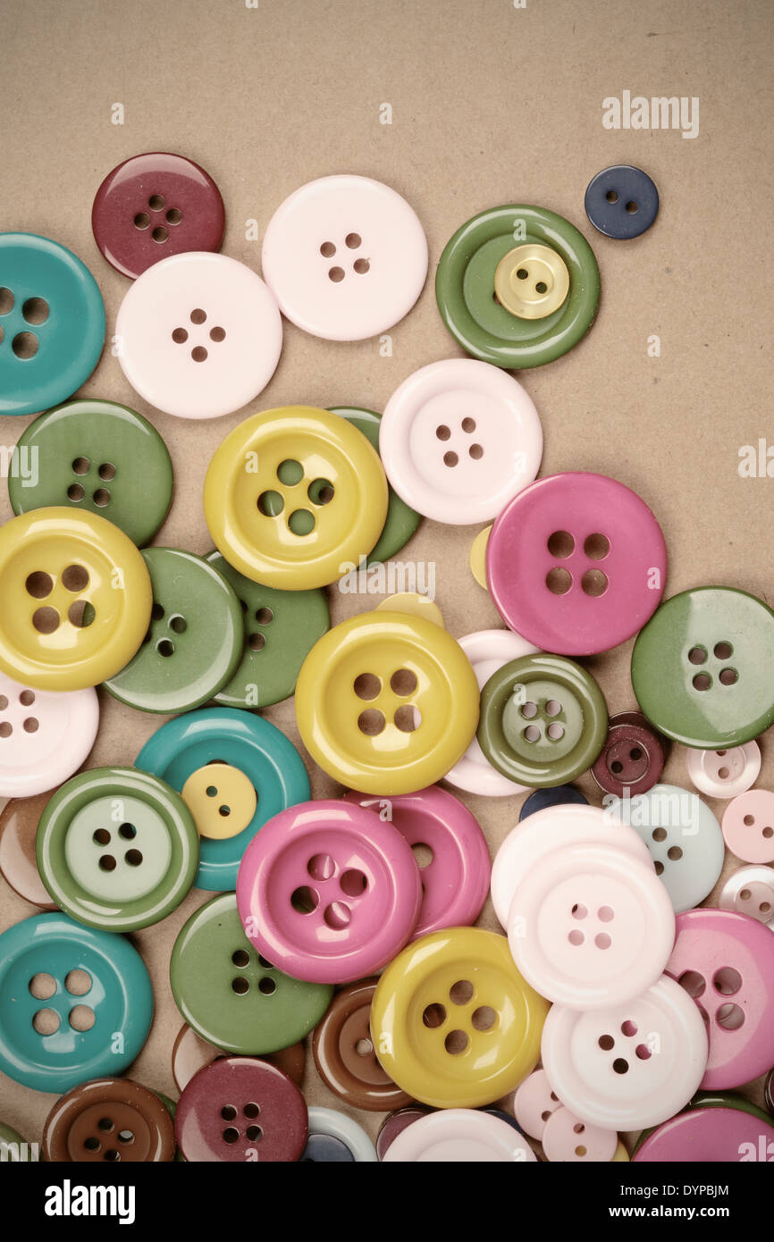 a collection with many buttons of different colors and sizes Stock ...