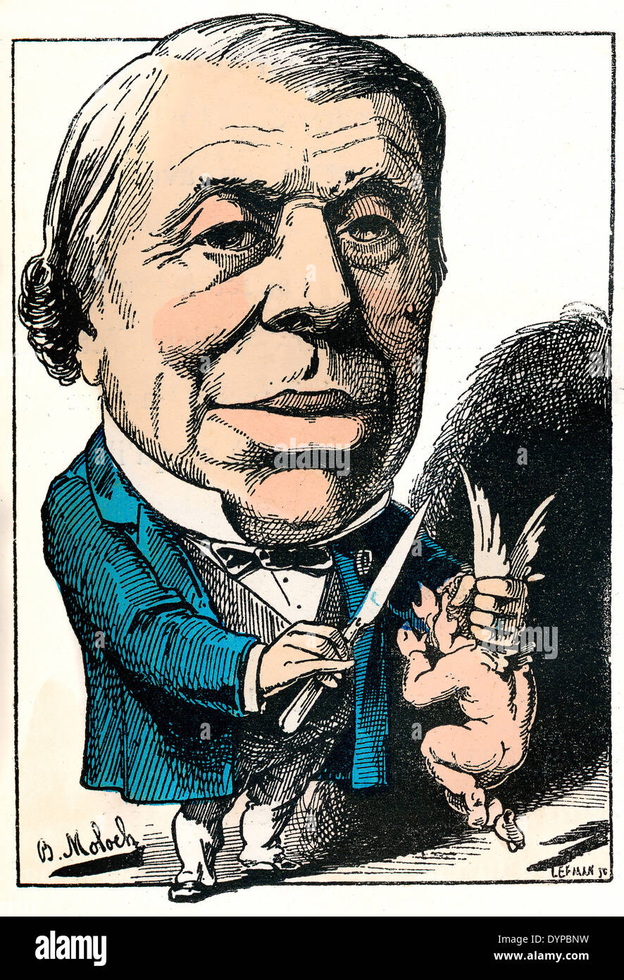 Philippe Ricord, 1800-1889, a French physician, Political caricature ...