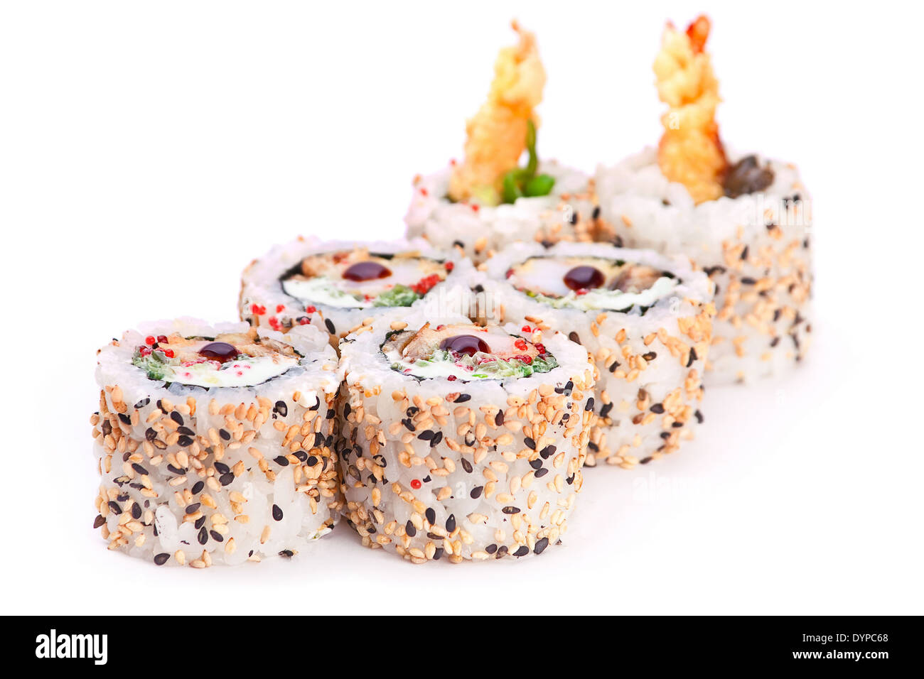 Japanese food roll isolated on white Stock Photo - Alamy