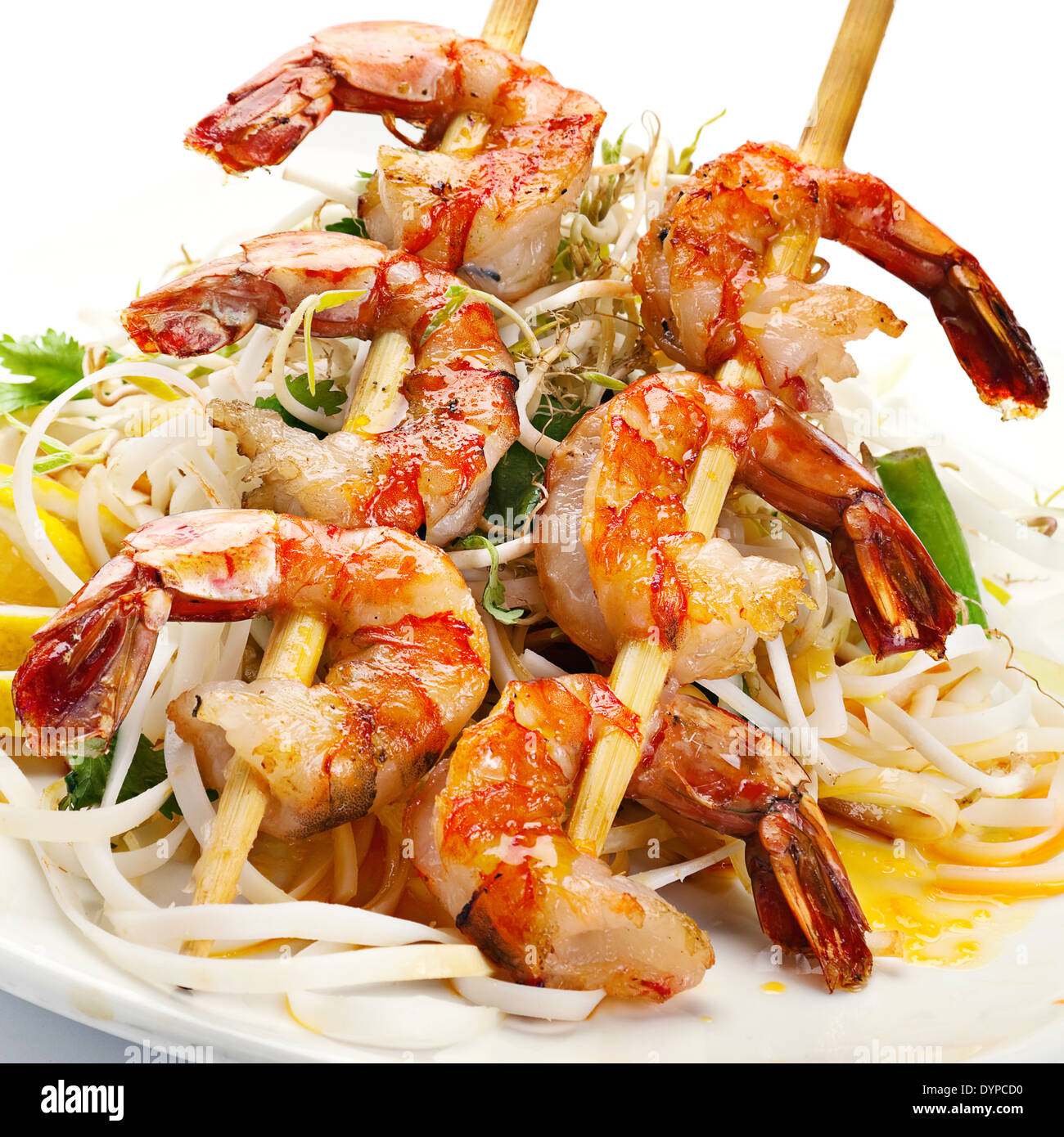 Thai food grilled srimp and noodles Stock Photo - Alamy
