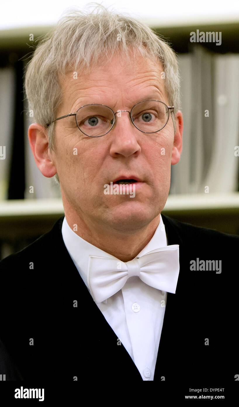 Munich, Germany. 24th Apr, 2014. Judge Peter Noll arrives in the ...