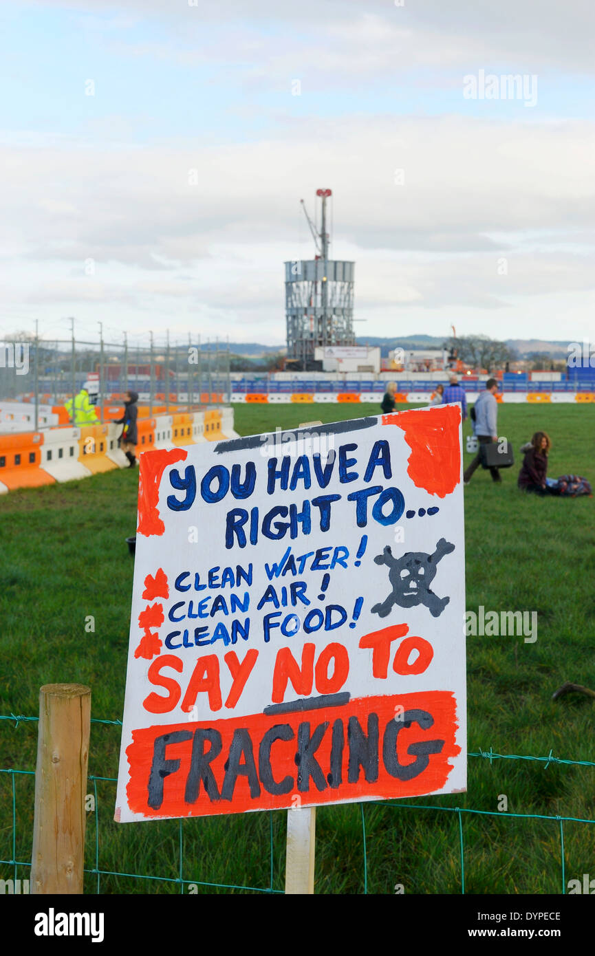 Anti-fracking protest signs outside Dart Energy test drill site at ...