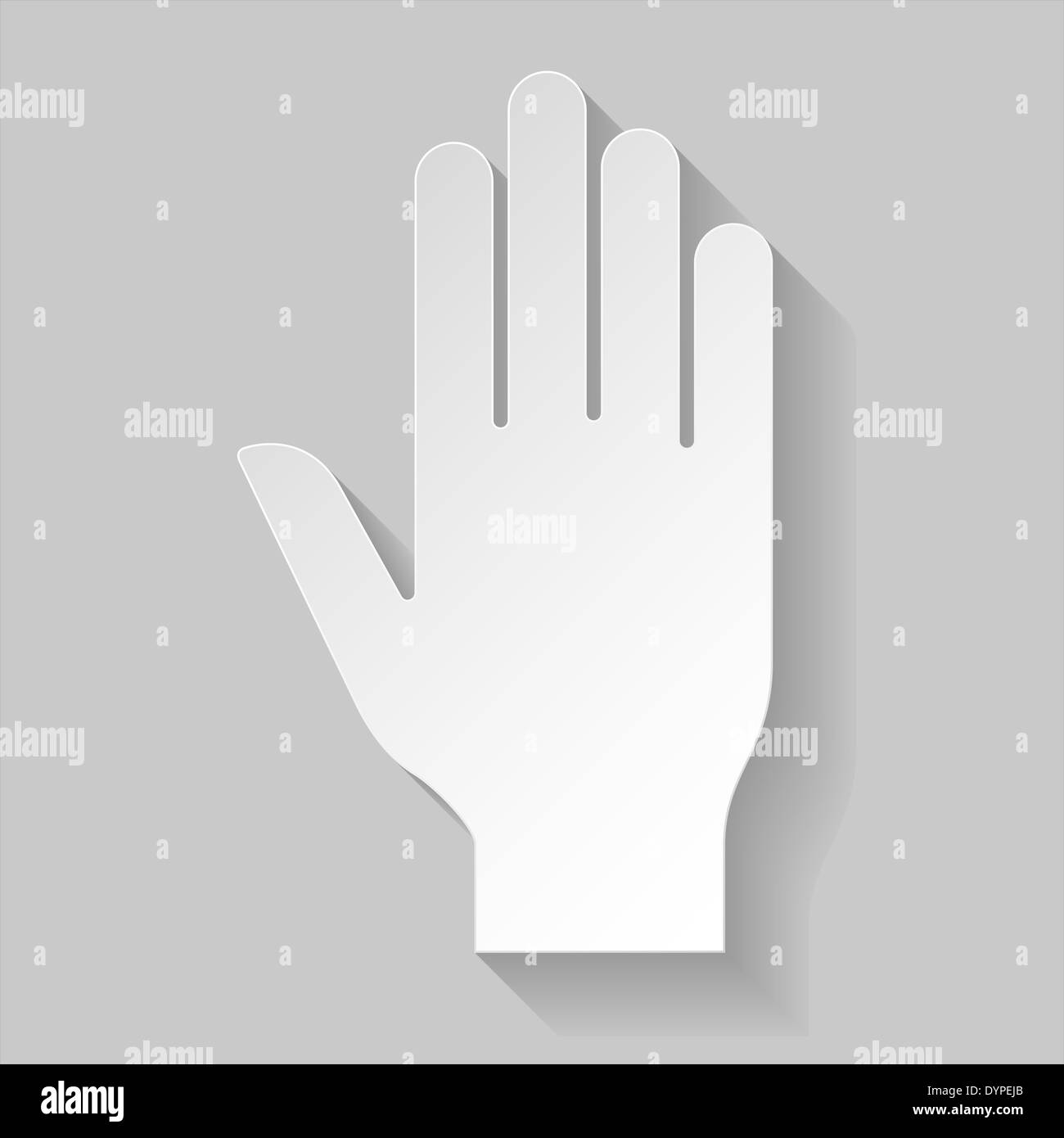 Illustration of hand as stop sign in paper style on grey background ...