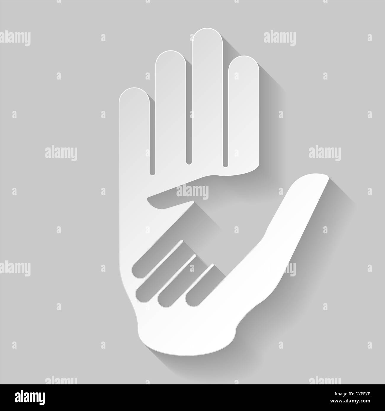 Paper hand in hand illustration. Concept of help, assistance and ...
