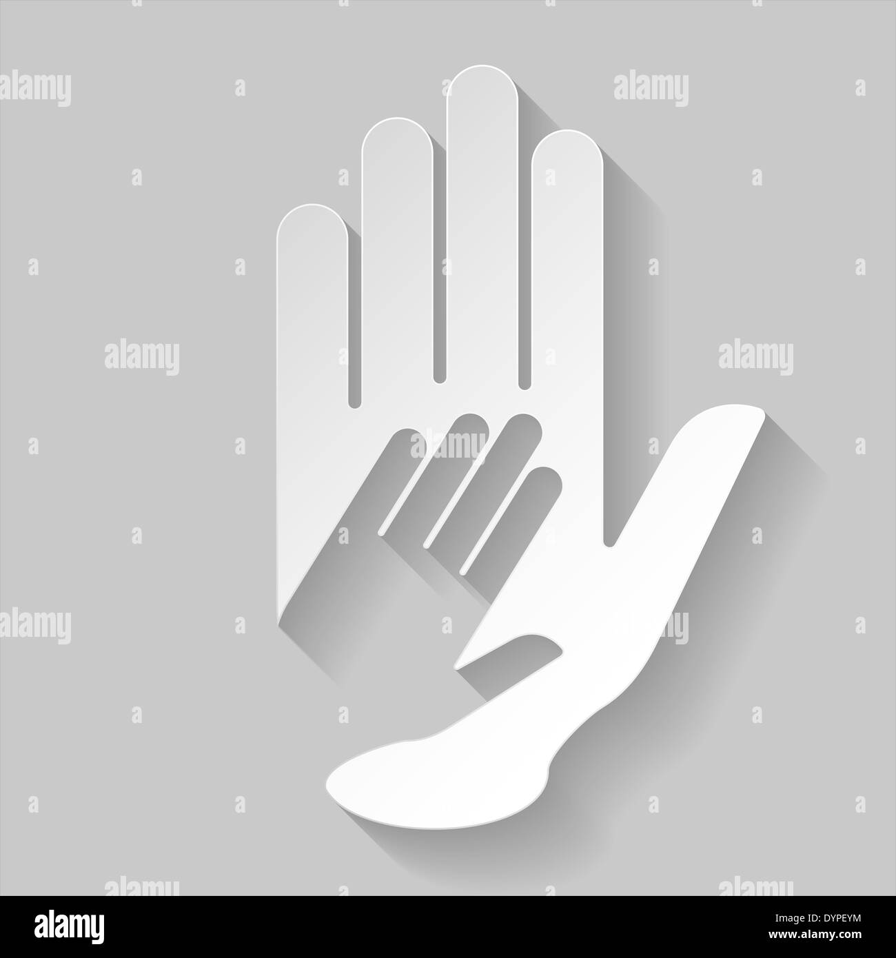 Hand in hand illustration in paper style. Idea of help, assistance and ...