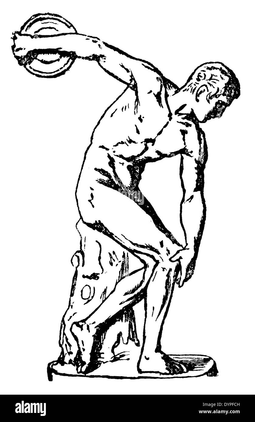 Discus thrower illustration Black and White Stock Photos & Images - Alamy