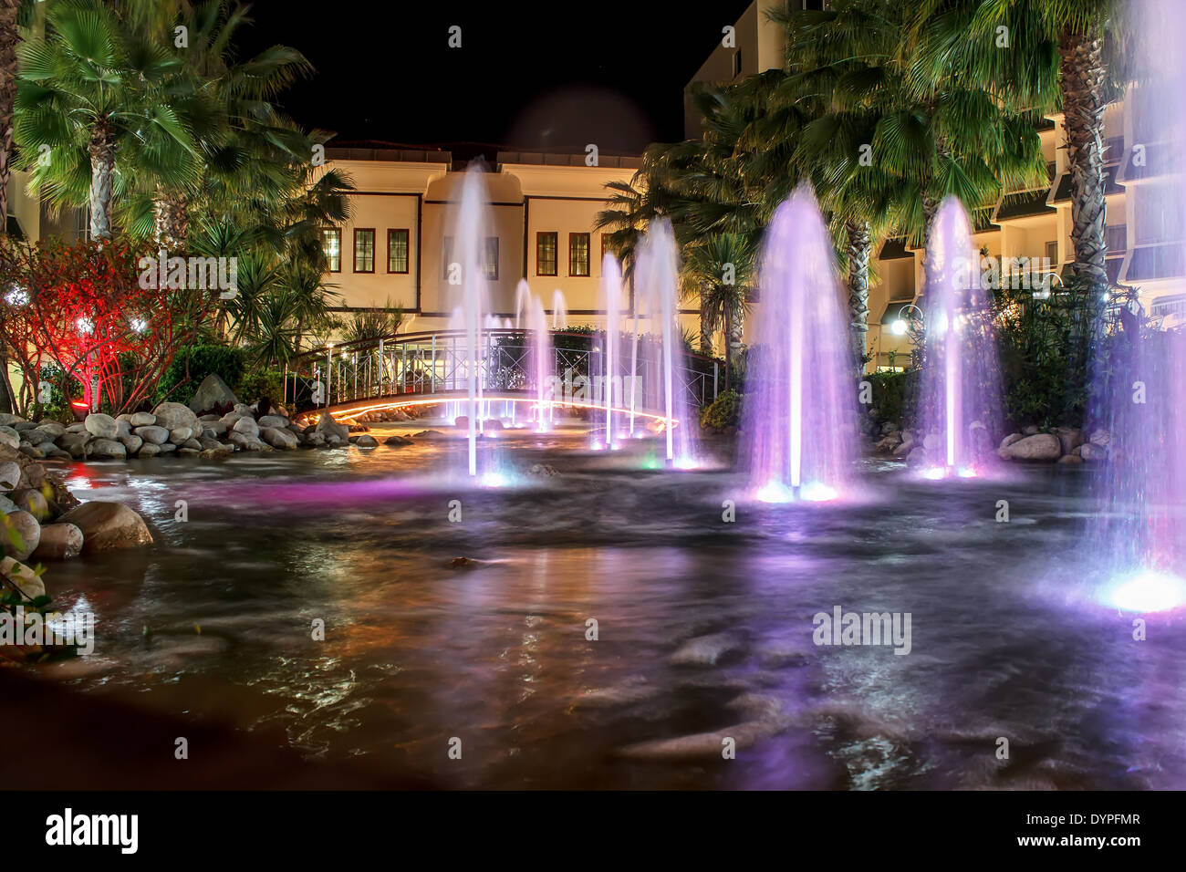 night shoot of exterior in luxury exotic resort Stock Photo - Alamy