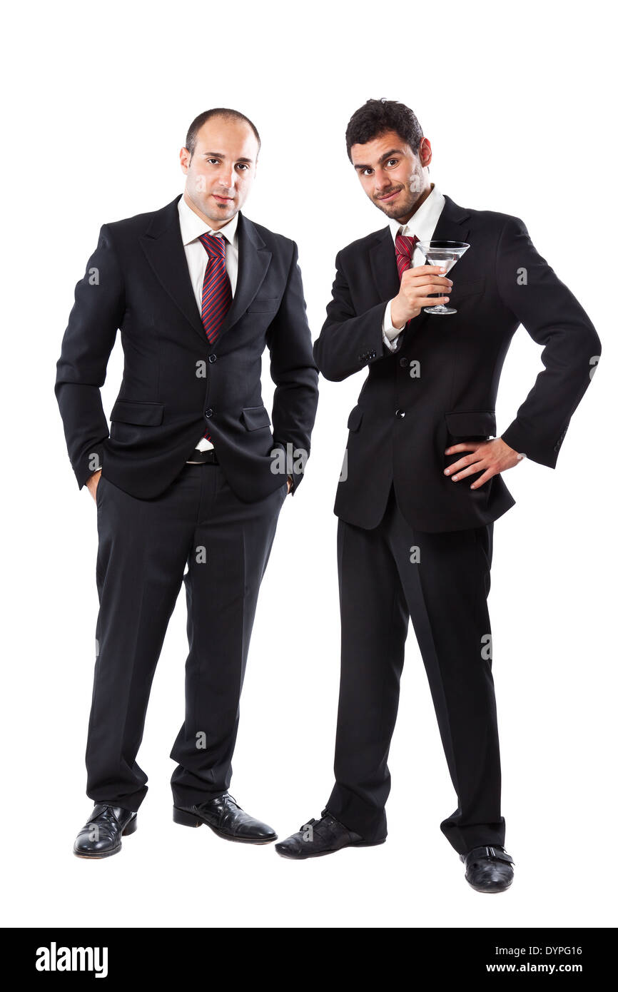 Two Businessmen standing on a white background Stock Photo - Alamy
