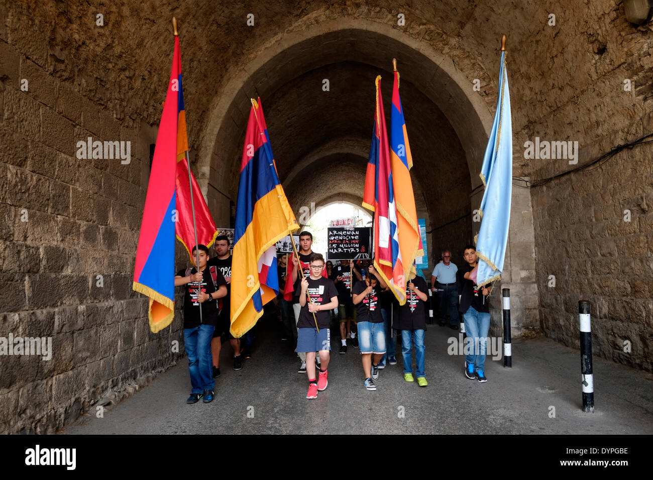 Members of the Armenian community march with the Armenian national ...