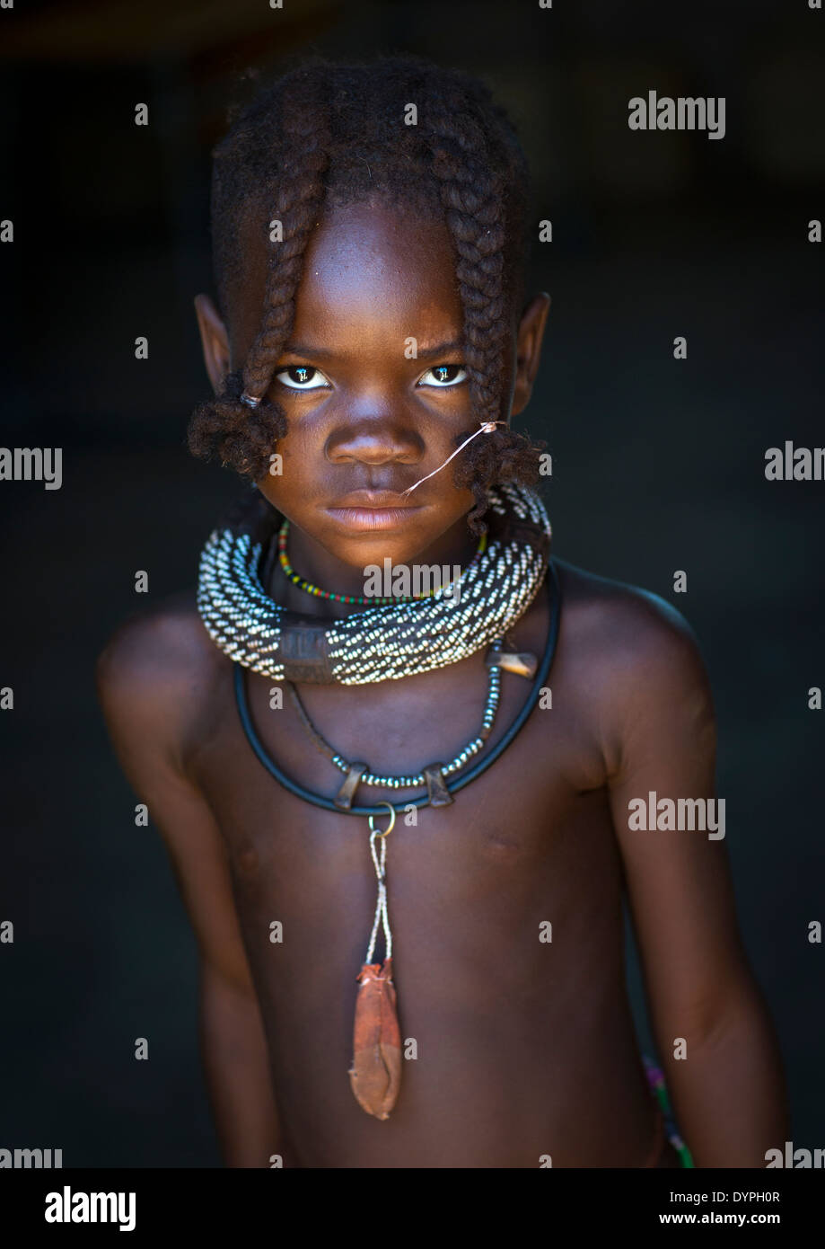 Young Himba Girl With Ethnic Hairstyle, Epupa, Namibia Stock Photo - Alamy