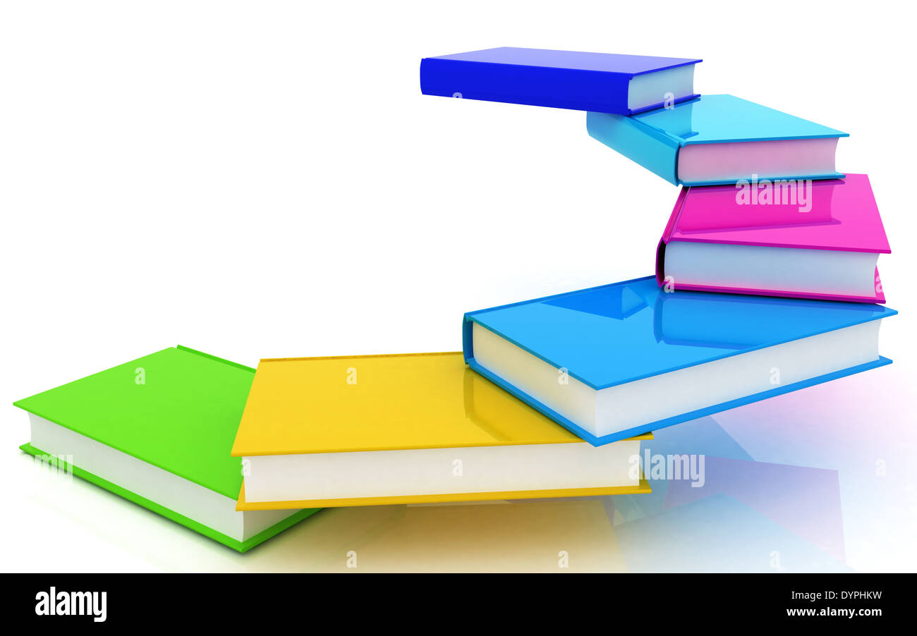 colorful real books on a white background Stock Photo - Alamy