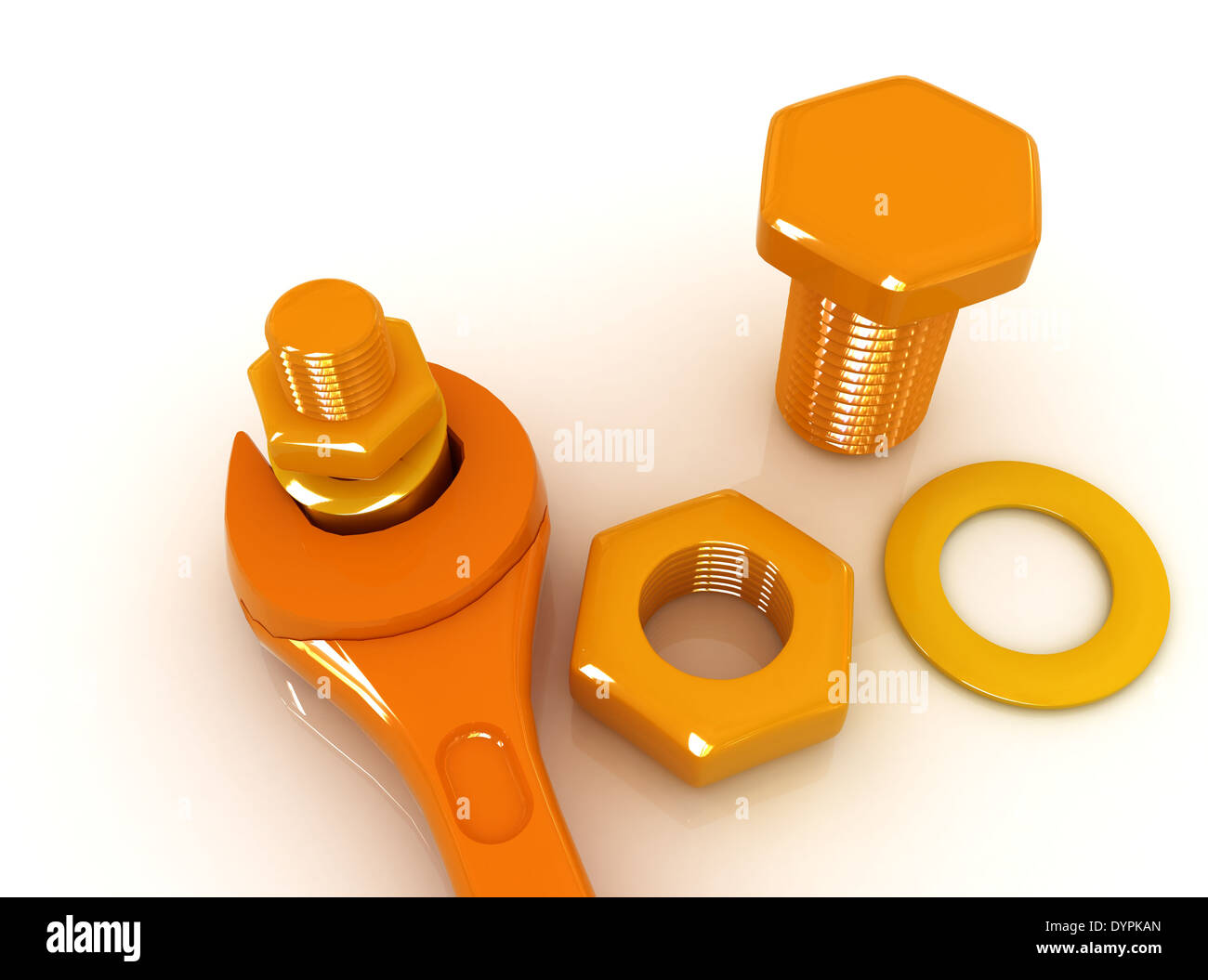 Colorful wrench to tighten the screws on a white background Stock Photo ...