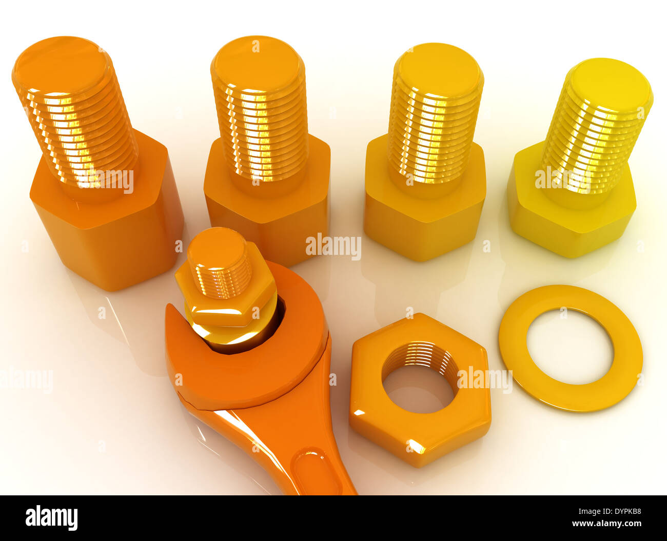 Colorful wrench to tighten the screws on a white background Stock Photo ...