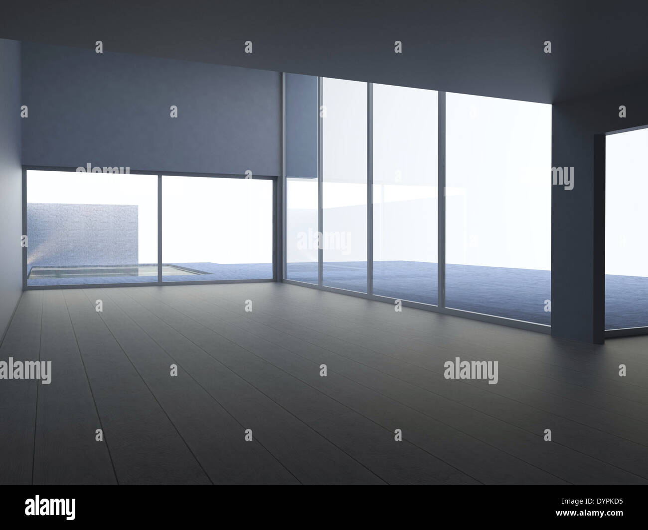 Simply and modern room interior of penthouse or office with outside ...