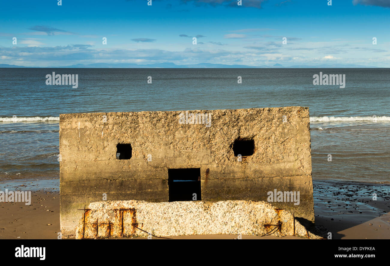 WORLD WAR II PILL BOX ON FINDHORN BEACH MORAY SCOTLAND LOOKING OUT TO ...