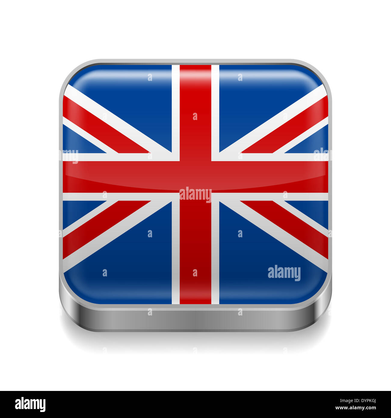 Metal square icon with British flag colors Stock Photo - Alamy