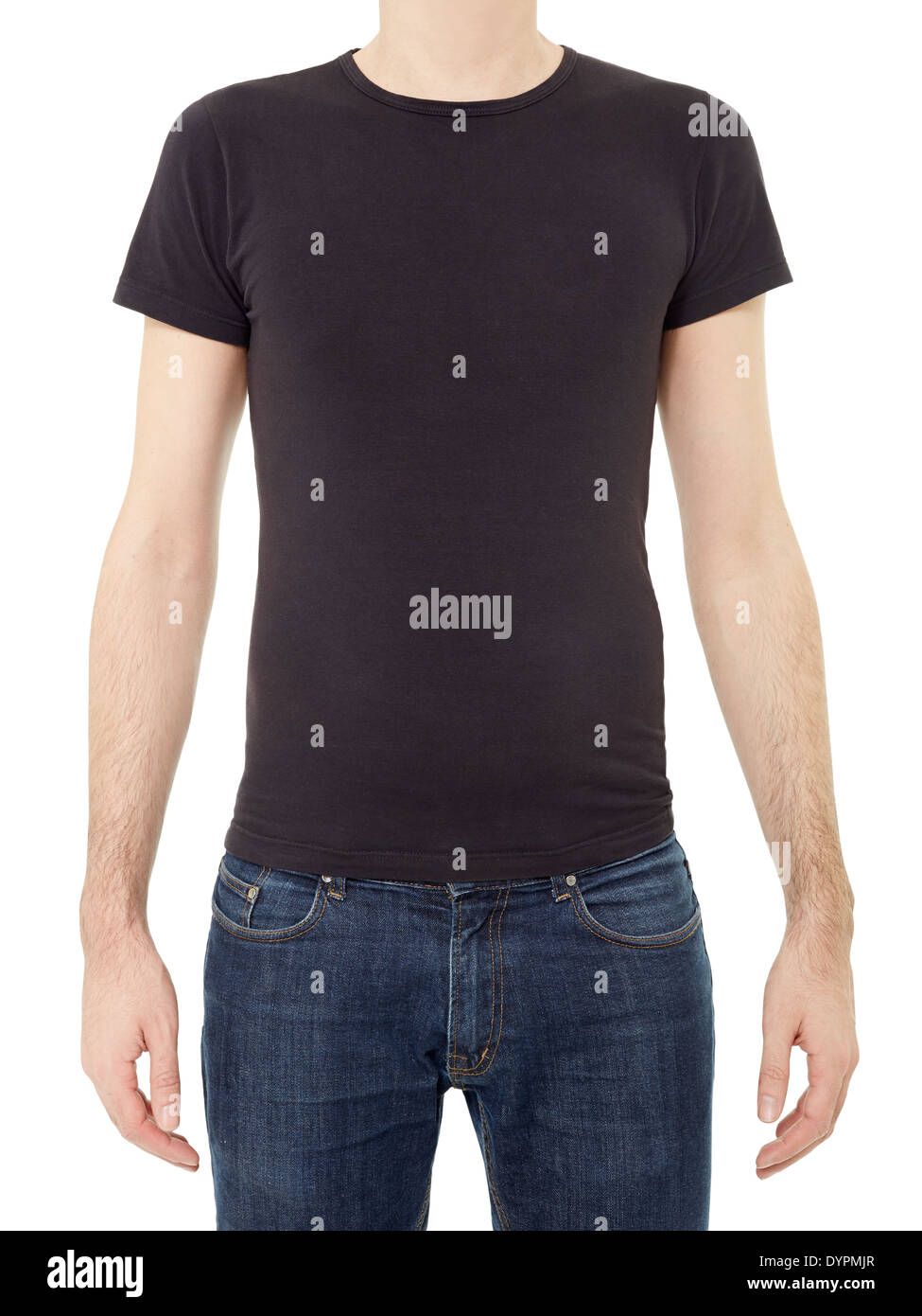 Man wearing black t-shirt Stock Photo - Alamy