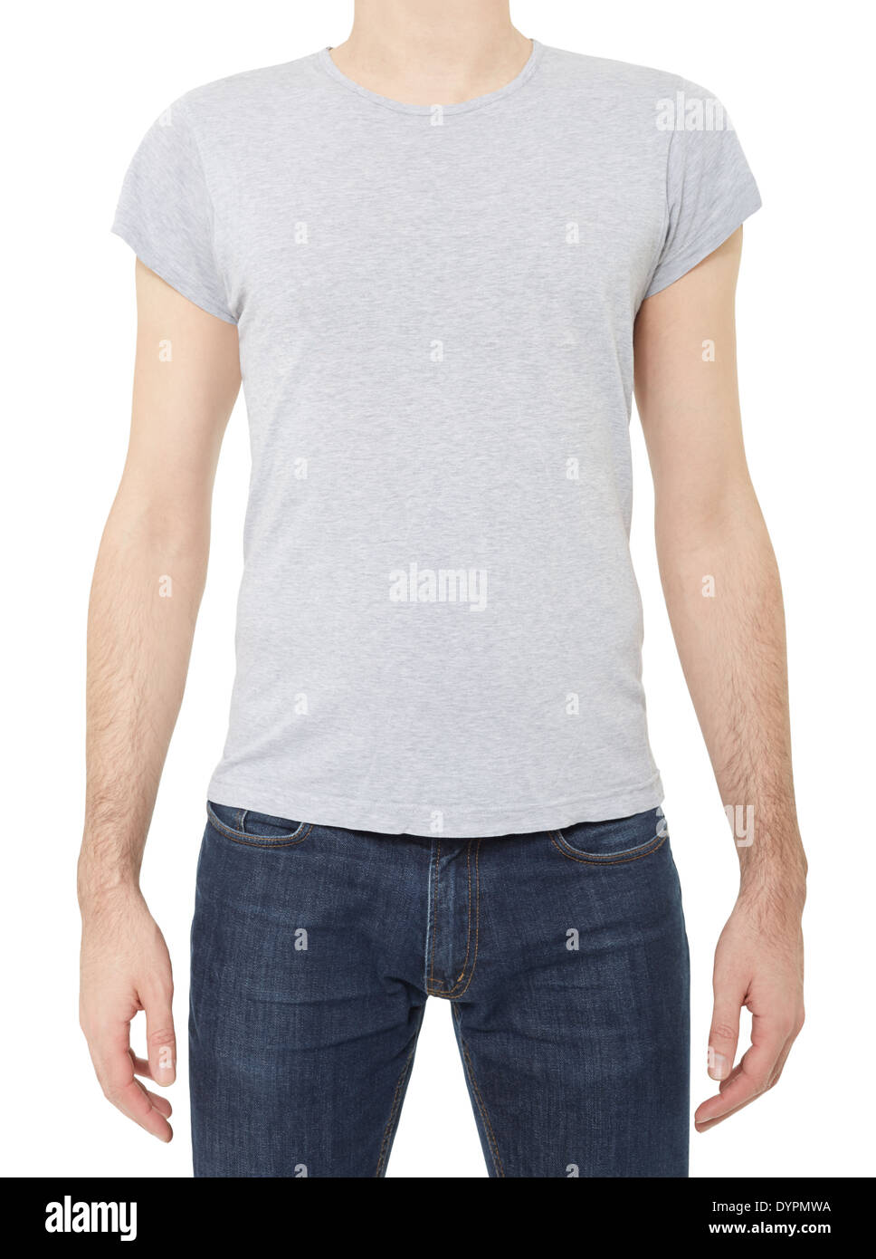 Man wearing gray t-shirt Stock Photo - Alamy