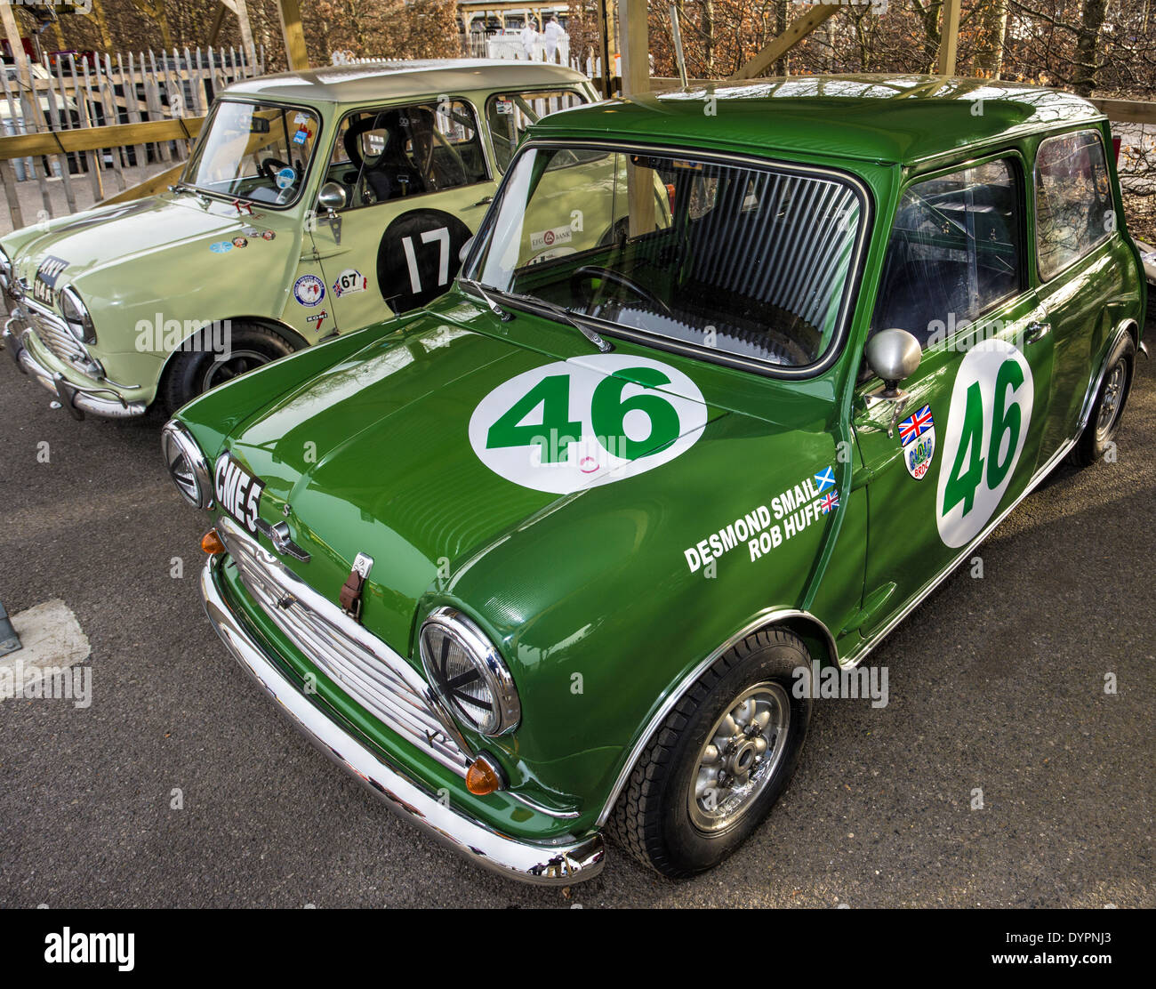 Two 1963 Morris Mini Cooper S Sears Trophy entrants in the paddock at ...