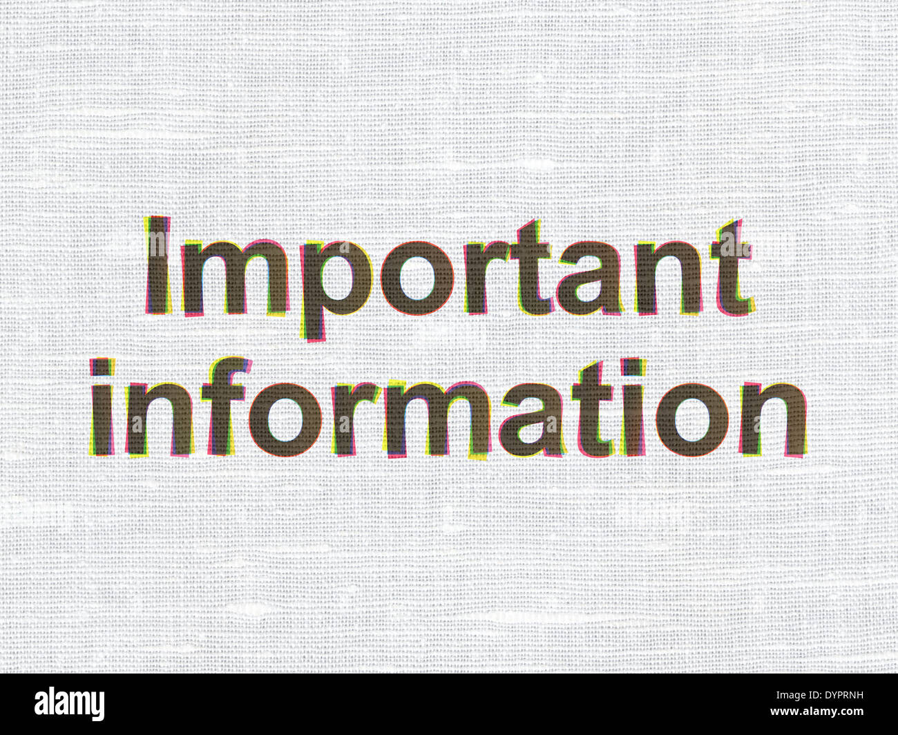 Data concept: Important Information on fabric texture background Stock ...