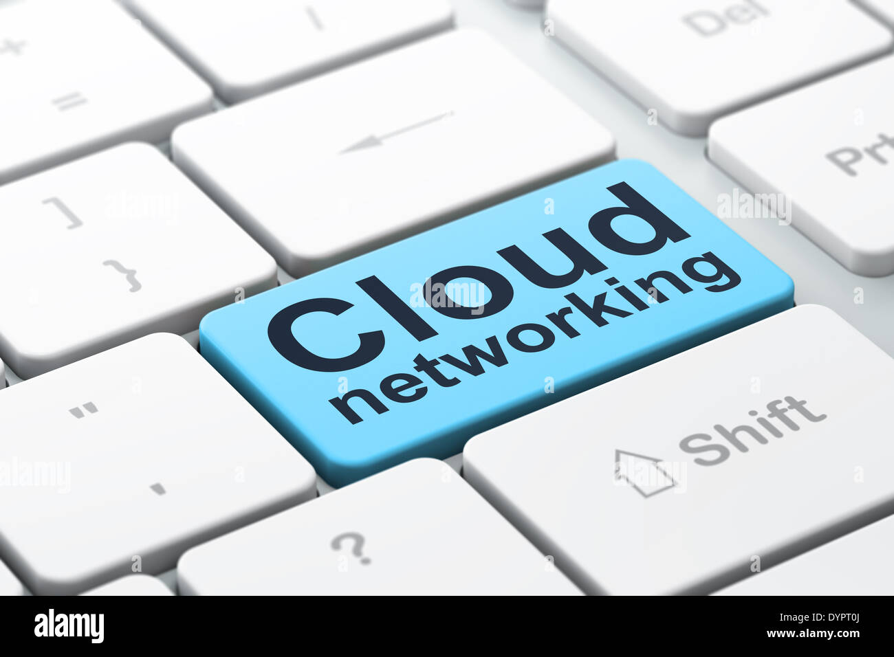 Cloud technology concept: Cloud Networking on computer keyboard ...