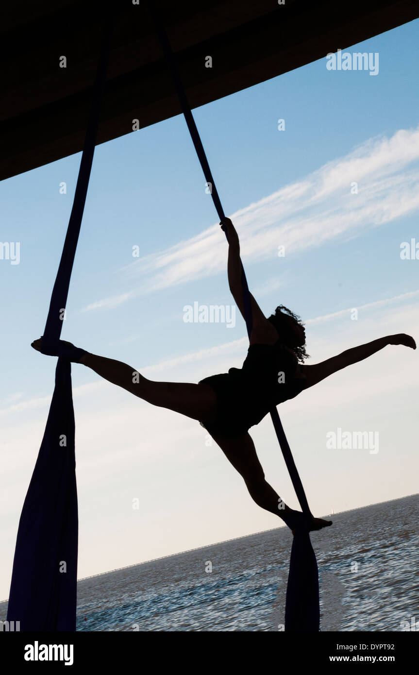 Woman hanging upside down from hi-res stock photography and images - Alamy