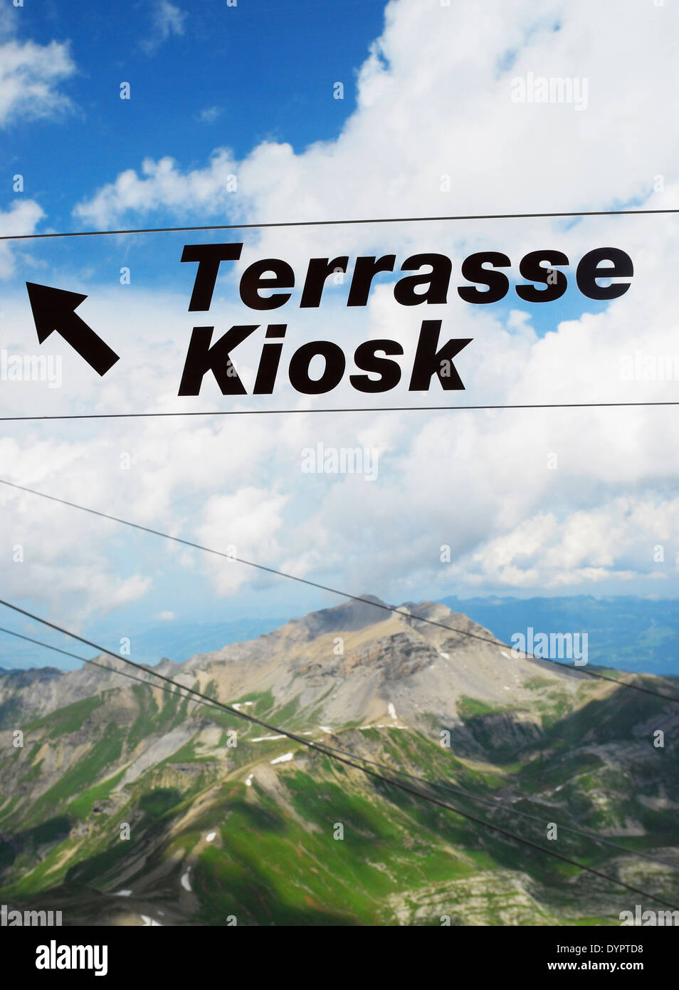 Terrace window glass, Swiss Alps, Schilthorn station, Switzerland Stock ...