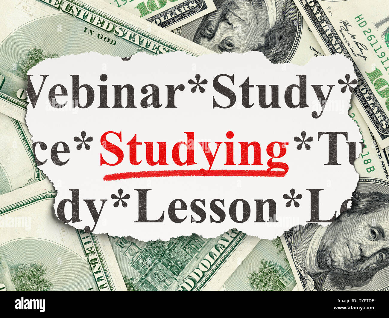 Education concept: Studying on Money background Stock Photo - Alamy