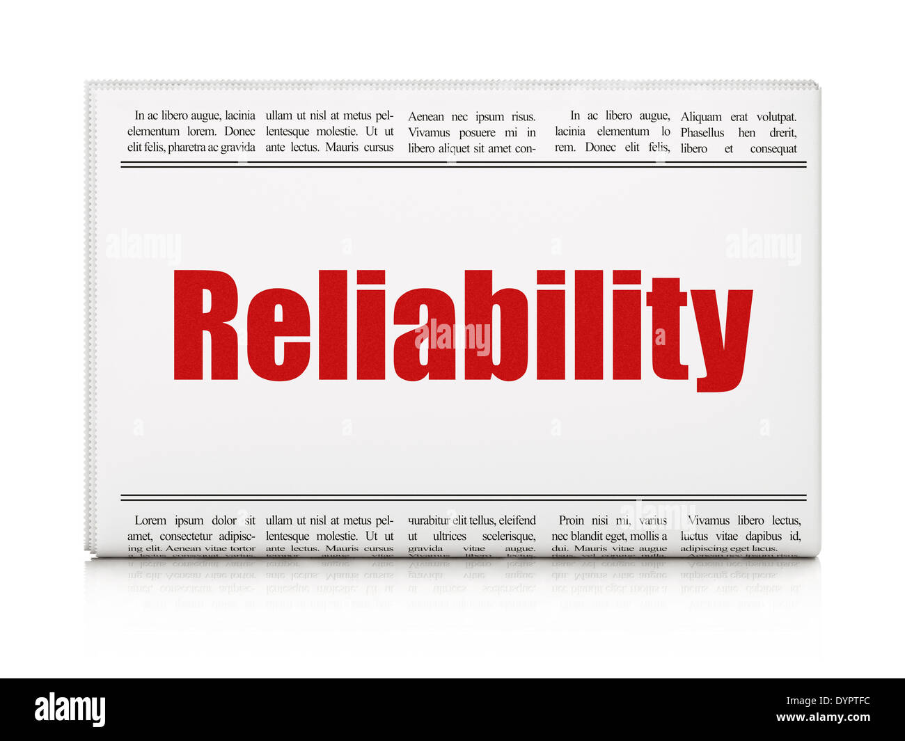 Business concept: newspaper headline Reliability Stock Photo - Alamy Business concept: newspaper headline Reliability Stock Photo - Alamy