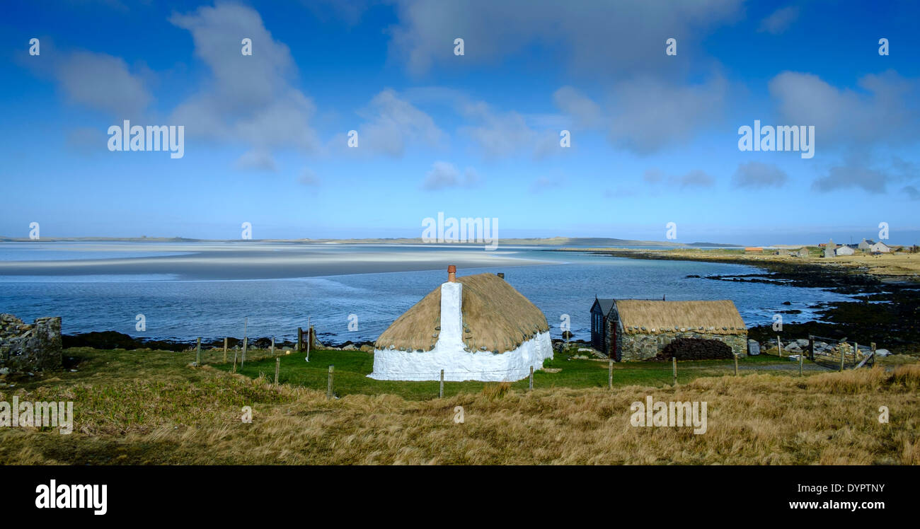 Traditional croft house, North Uist, Outer Hebrides, Scotland Stock ...