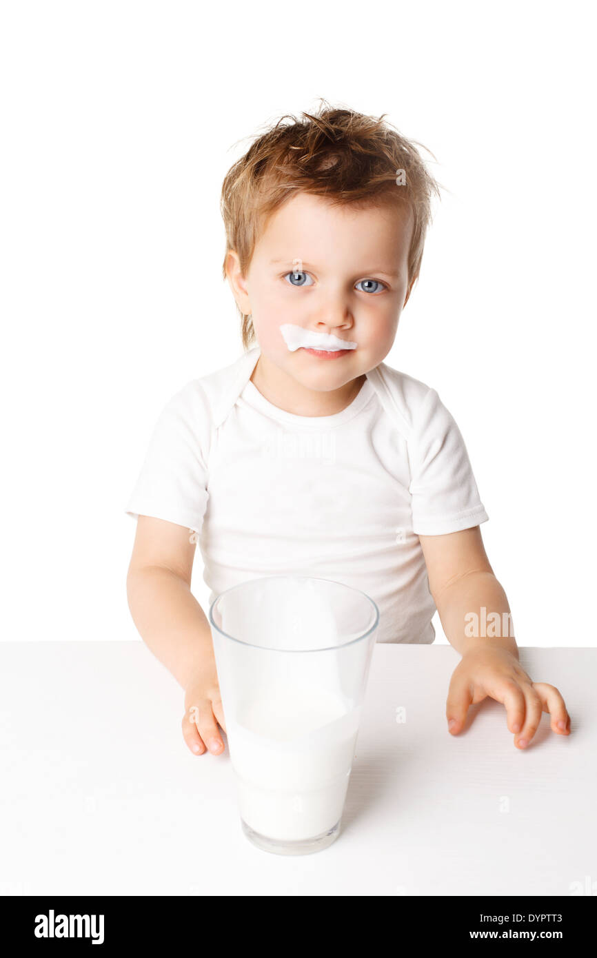 Child drinking glass of milk hi-res stock photography and images - Alamy