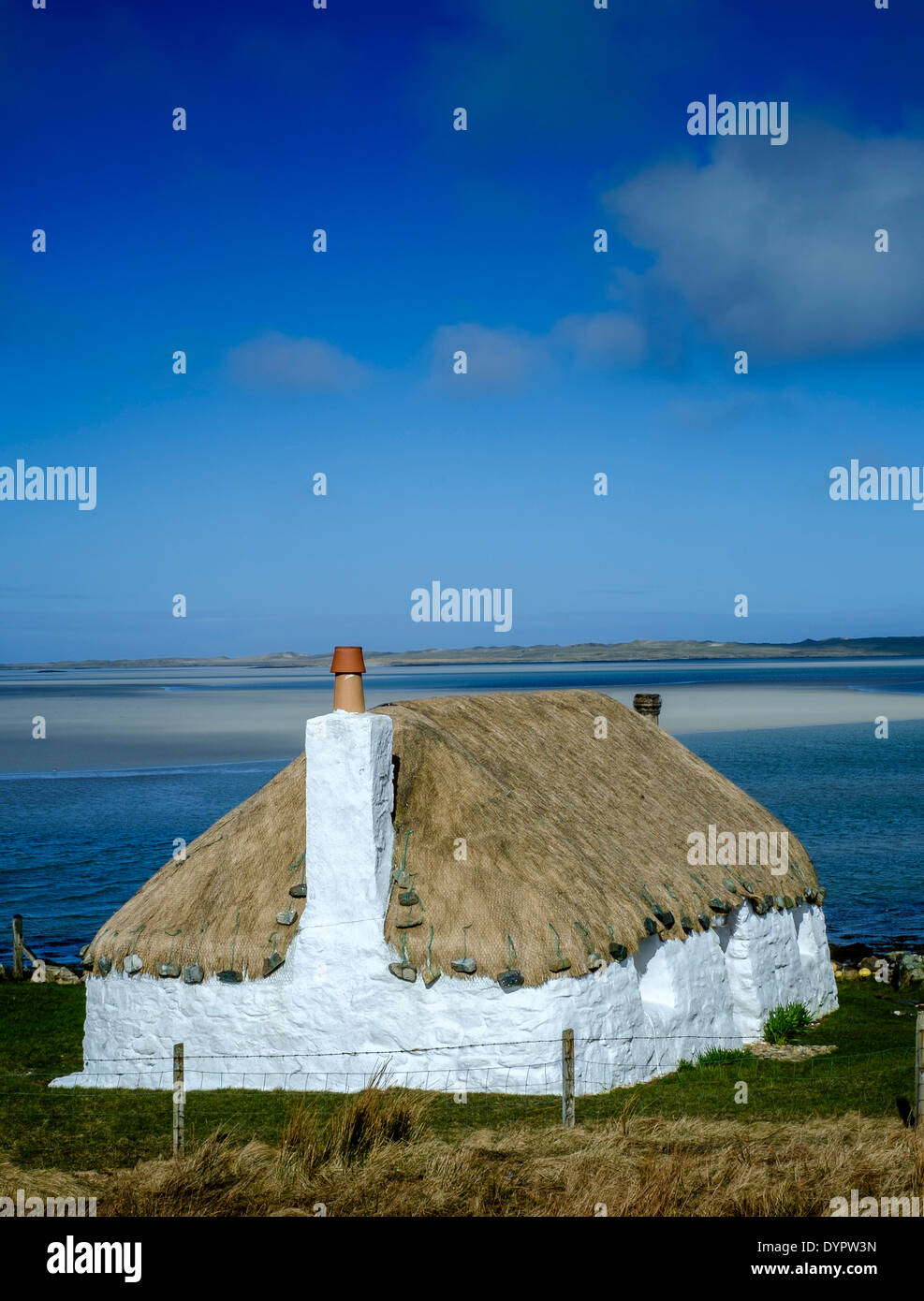 Traditional croft house, North Uist, Outer Hebrides, Scotland Stock ...