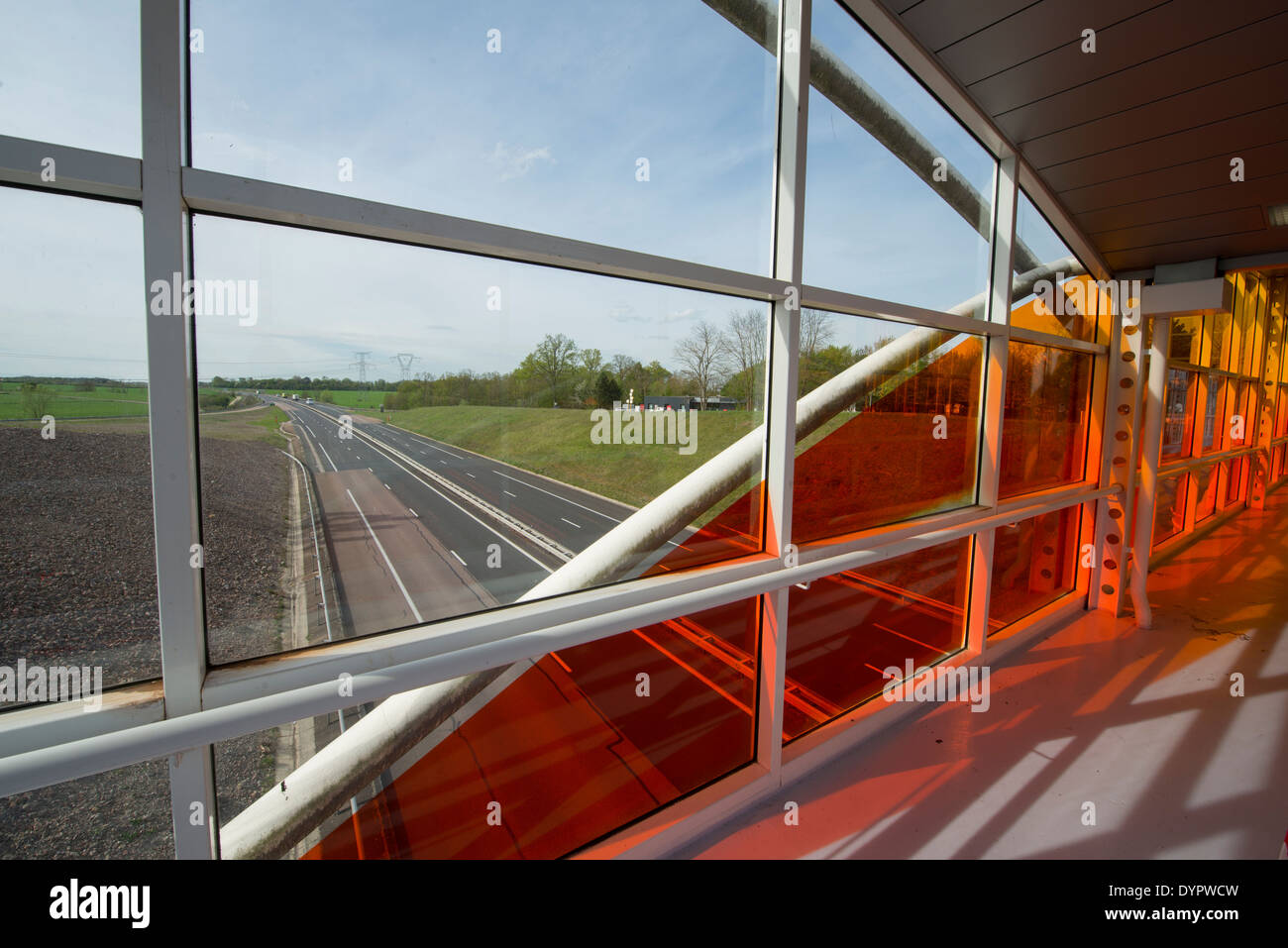 Bridge over A5 Autoroute at Fresnoy-le-Chateau in the Aube department ...