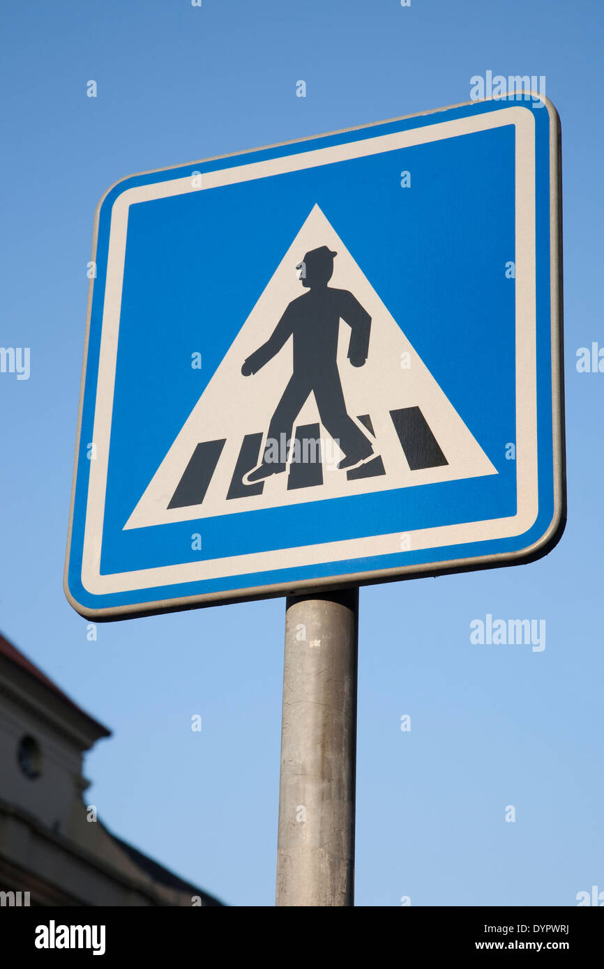 Pedestrian Crossing Sign in Urban Setting Stock Photo - Alamy