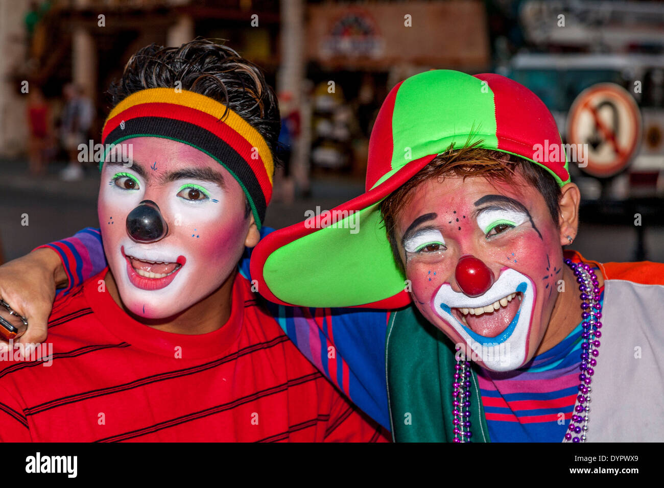 Local Boys Dressed As Clowns, Cozumel Carnival, Cozumel Island ...