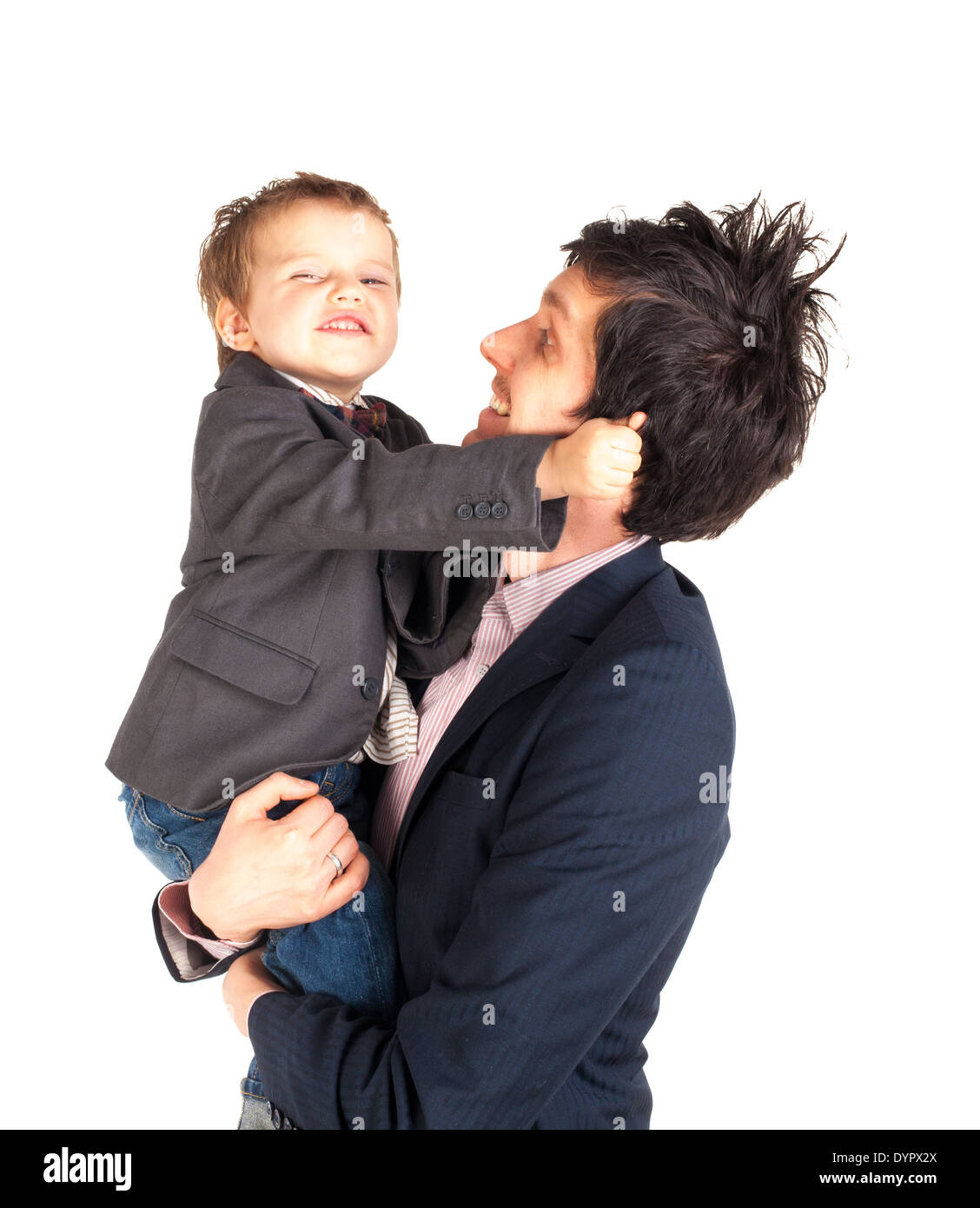 Man and little boy isolated on the white Stock Photo - Alamy