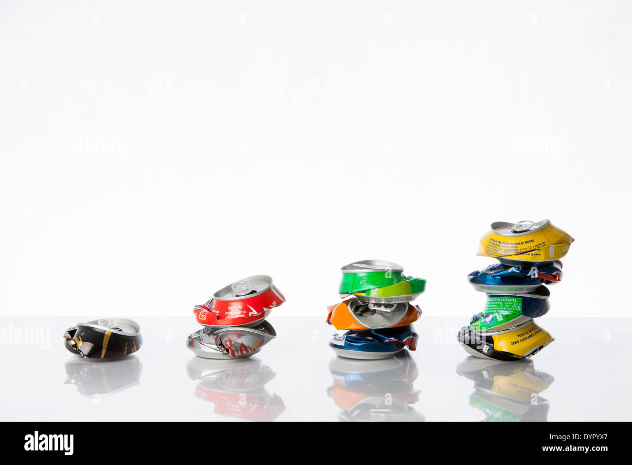 Composition of smashed soft drink cans Stock Photo - Alamy