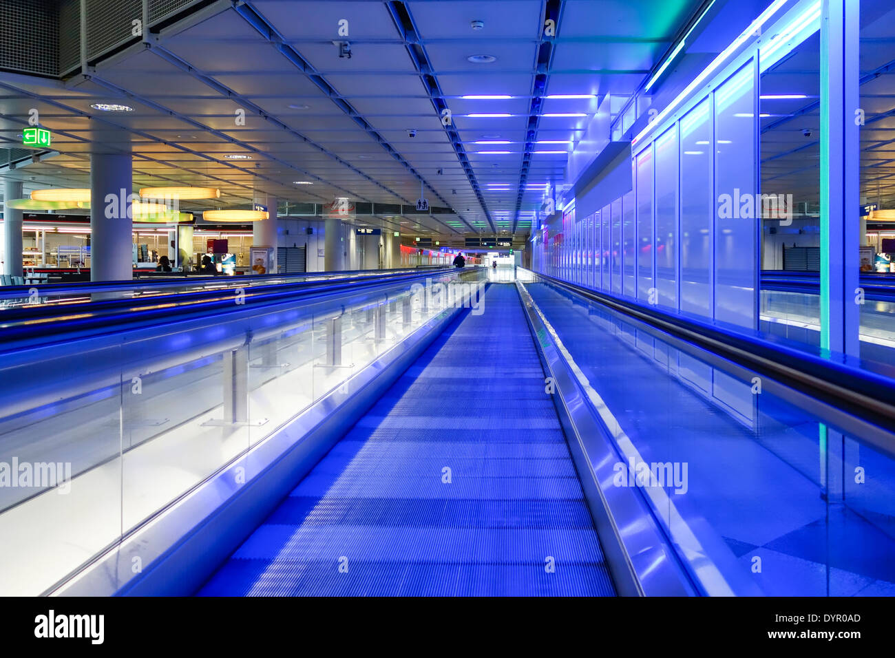 Moving walkway at Terminal 1, Munich Airport, Bavaria, Germany, Europe ...
