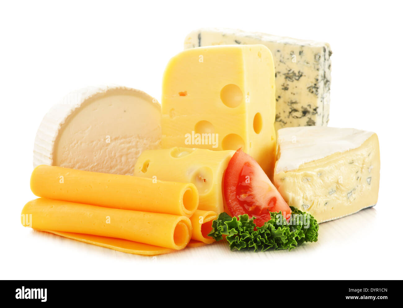 Different sorts cheese cheese Cut Out Stock Images & Pictures - Alamy