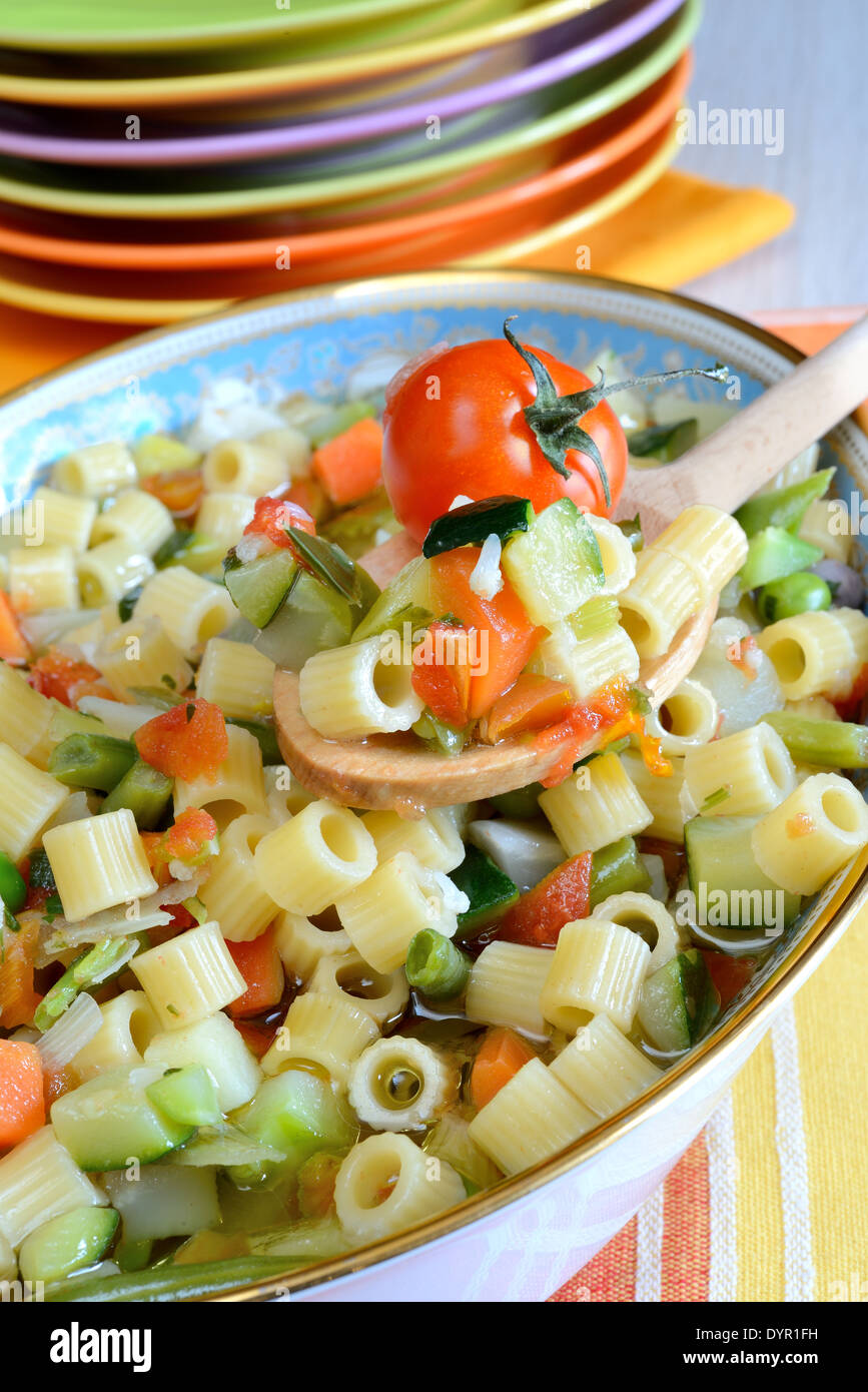 little cubes of minestrone vegetables, ingredients for pasta Stock ...