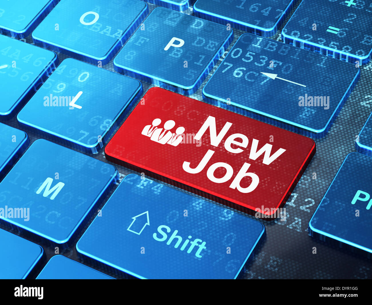 Finance concept: Business People and New Job on computer keyboard ...