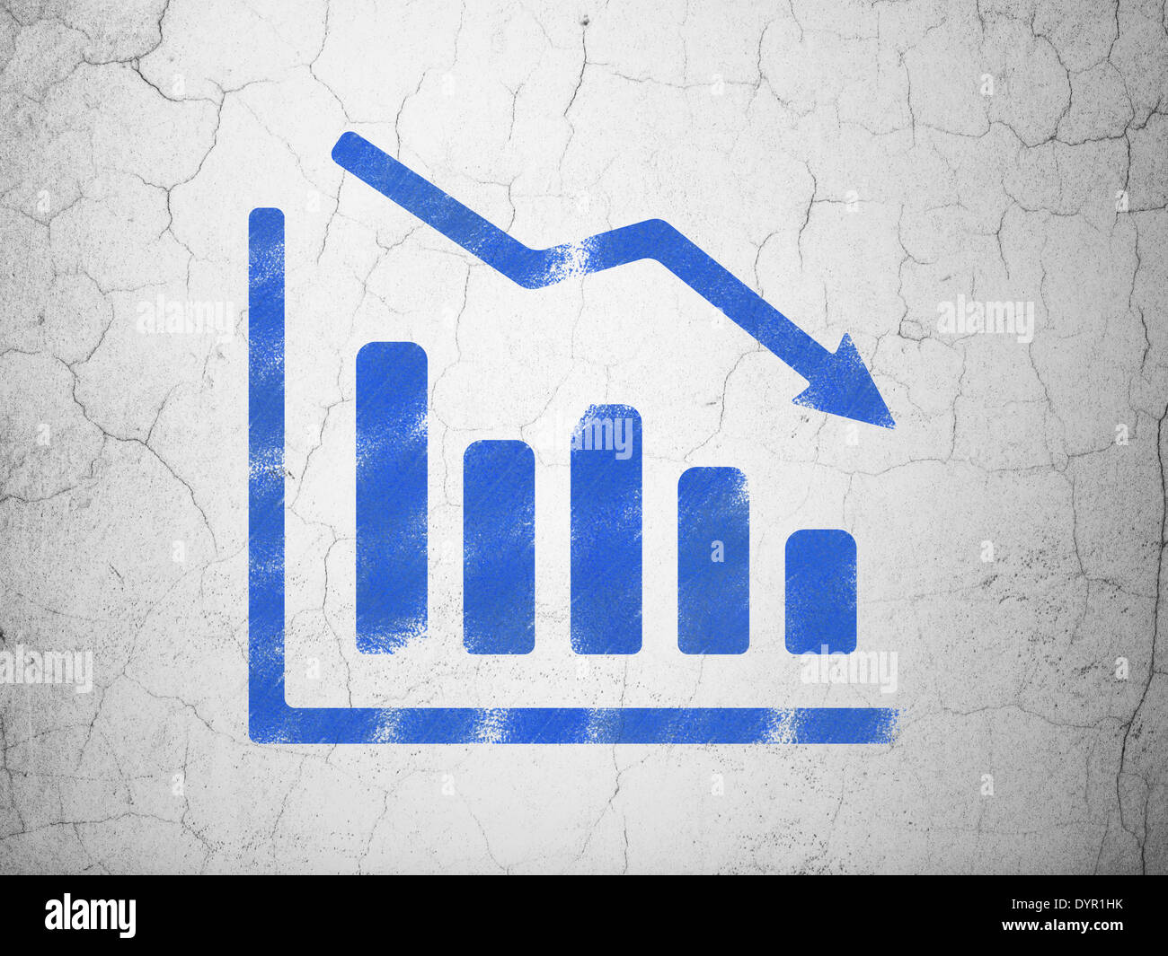 News concept: Decline Graph on wall background Stock Photo - Alamy