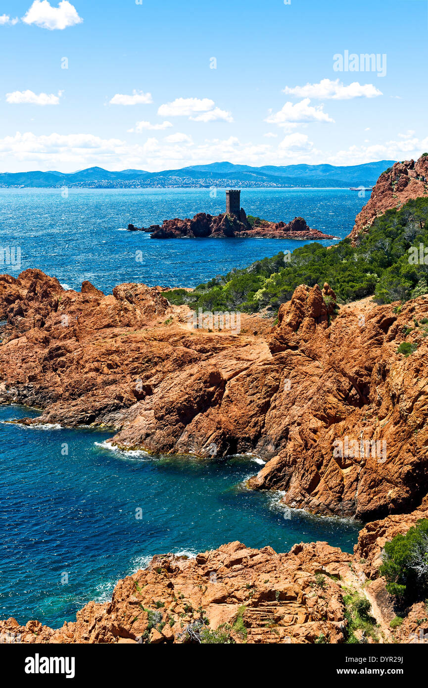 Europe, France, Var, Cornice of Esterel. Saint-Raphael. The island of ...