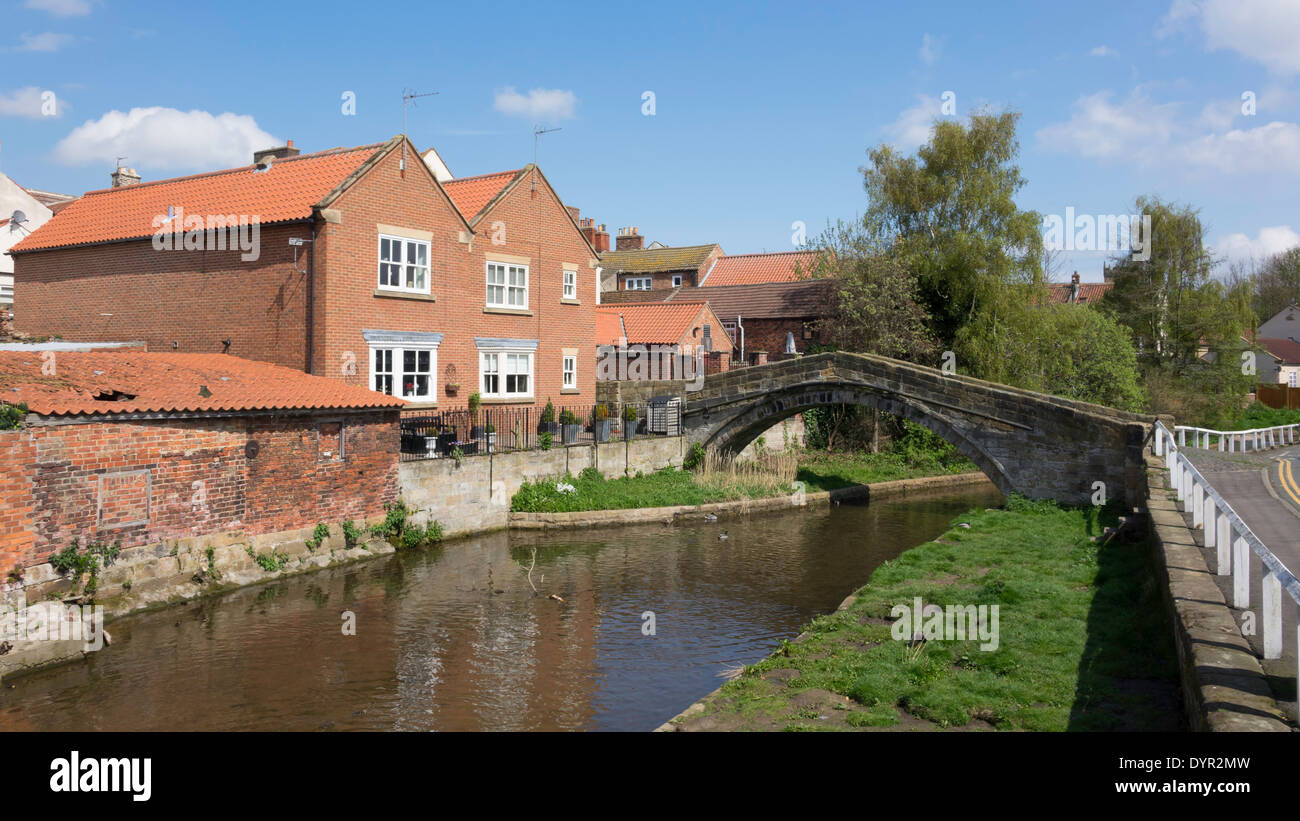 The 17C pack horse bridge over the river Leven in Stokesley North ...