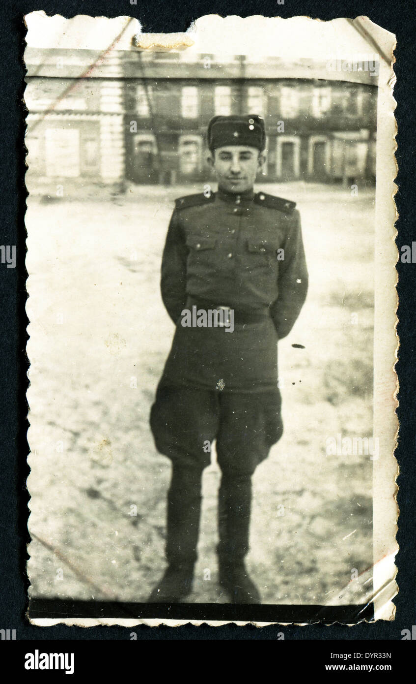 USSR - CIRCA 1953: Photo shows Soviet soldier. USSR, 1953 Stock Photo ...