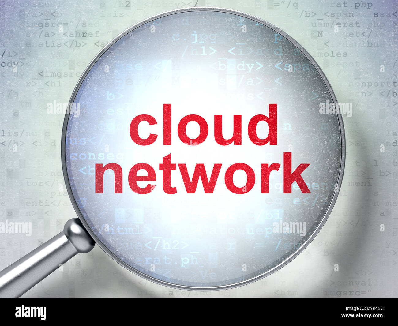 Cloud computing concept: Cloud Network with optical glass Stock Photo ...