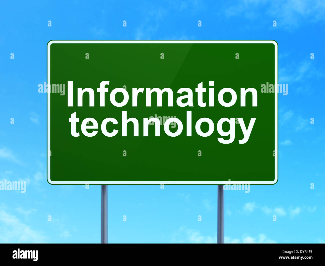 Information concept: Information Technology on road sign background ...