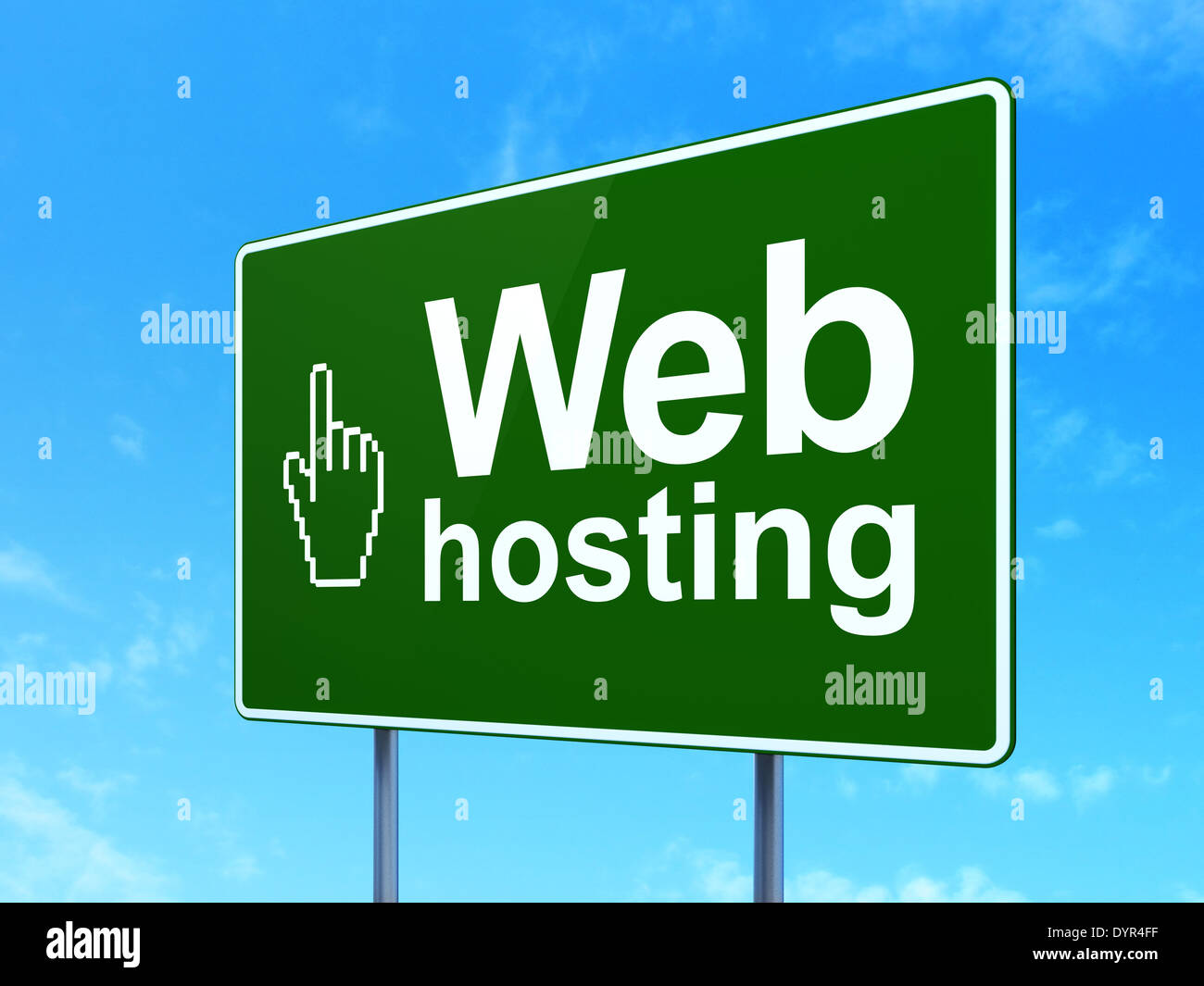 Web Development Concept Web Hosting And Mouse Cursor On Road Sign