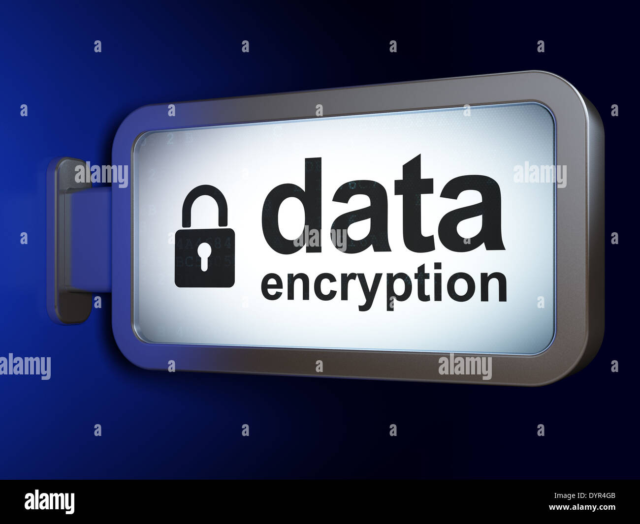 Security concept: Data Encryption and Closed Padlock on billboard ...