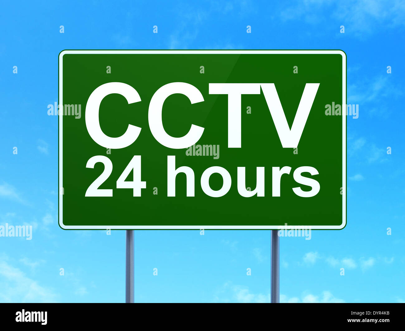 Privacy concept: CCTV 24 hours on road sign background Stock Photo - Alamy